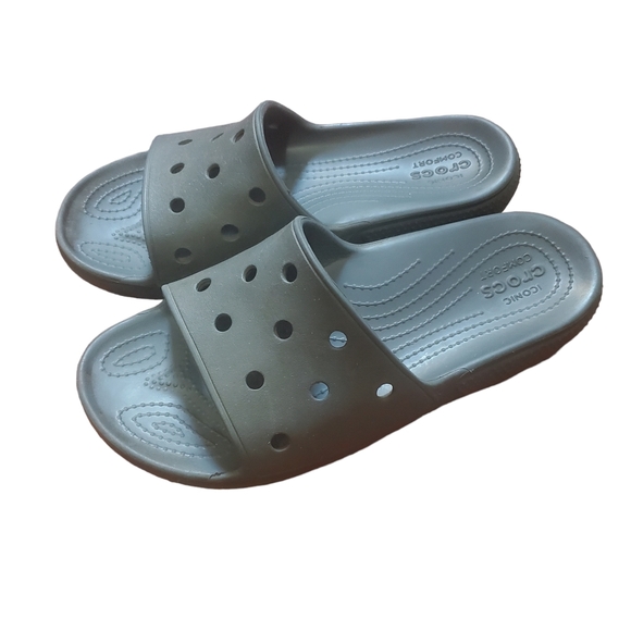 CROCS | Shoes | Crocs Classic Slides Slipon Sandals Grey Womens Size 9 ...